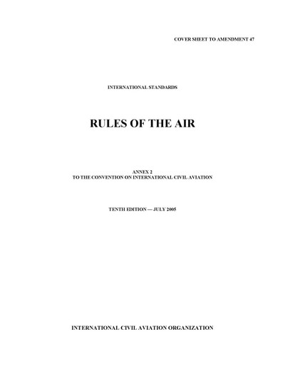 Amendment 47, Annex 2 — Rules of the Air