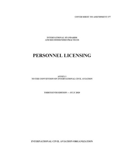 Amendment 177, Annex 1 — Personnel Licensing