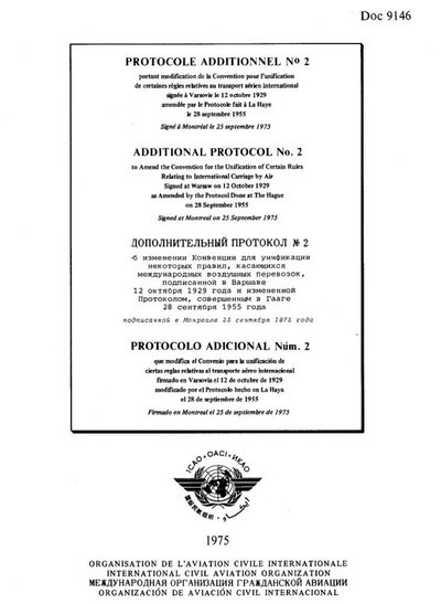 Doc 9146 — Protocolo adicional núm. 2 que modifica el Convenio para la unificación de ciertas ...